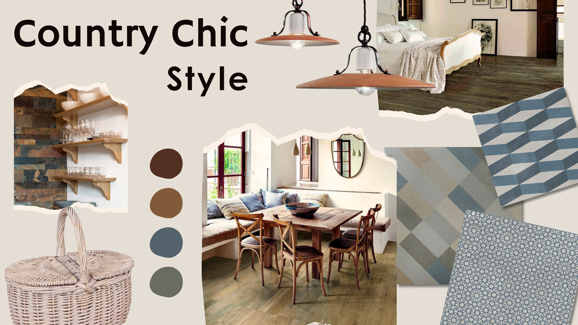 Estilo Country Chic: suelos, revestimientos y paletas de colores